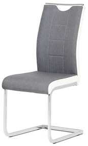 Jídelní židle chrom šedá látka a bílá ekokůže DCL-410 GREY2