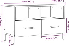 vidaXL TV skříňka 80 x 36 x 50 cm kompozitní dřevo [828980] Barva: Betonová šedá