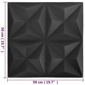 3D nástěnné panely 24 ks 50 x 50 cm origami černé 6 m² - Default Title
