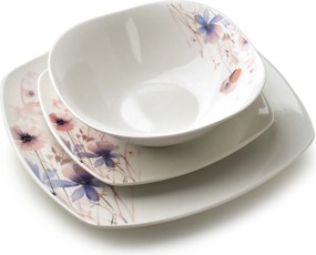Porcelánová jídelní sada LEA Delicate 18 ks bílá/růžová