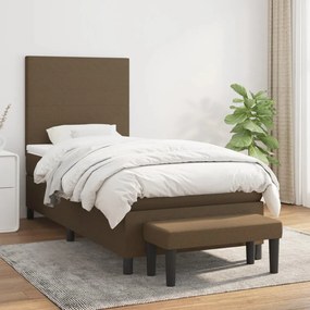 Box spring postel s matrací tmavě hnědá 100 x 200 cm textil,  3136416