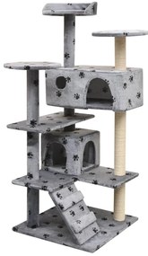Škrabadlo pro kočky, sisalové sloupky 125 cm šedá potisk tlapek 170476
