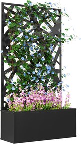 Outsunny Pěstební Box s Mřížkou, Ochranný Paravent, Kovový Pěstební Box pro Vnitřní a Vnější Použití, Balkónová Terasa, 61x23x113 cm, Černá