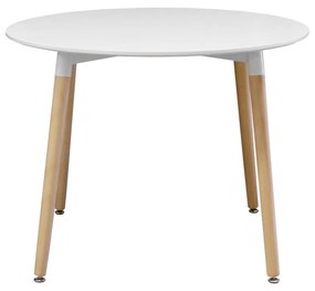 Kulatý jídelní stůl UNO — průměr 100 cm, buk, kov, bílá