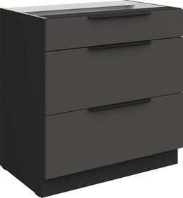 ARIA pe | dolní skříňka 80 D 3S zásuvková | 80 cm | PREMIUM BOX | černá/šedá grafit
