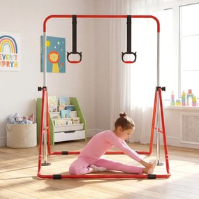 Costway Dětská skládací gymnastická tyč s 4 nastavitelnou výškou a gymnastickými