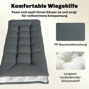 Polštářek z palety Odnímatelný sedák s upevňovacími popruhy Polštářek z palety pro většinu lehátek 198x65x13cm Tmavě šedý