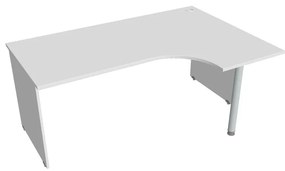 Stůl ergo 180 x 120 cm, levý Hobis Gate GE 1800 60 L Dekor lamino podnože: bílá, Dekor korpusu: bílá, Barva nohy: šedivá