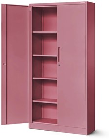 Kovová skříň pro domácí kancelář JAN, 900 x 1850 x 400 mm, Fresh Style: pudrově růžová