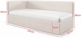 Čalouněná jednolůžková postel s úložným prostorem Enzo 90x200 cm