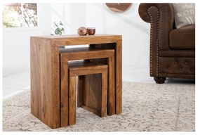 Massive home | 3Set odkládací stolek Makassar 45 cm masiv palisandr