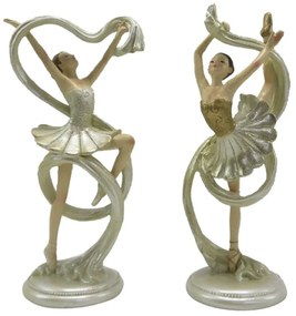 2ks béžová dekorativní socha Ballerina – 9x6x18 cm