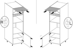AVARANT sa | vysoká skříňka 60 DPM-215 2F na vestavnou troubu | 60 cm | 3D povrch | šedá/artisan