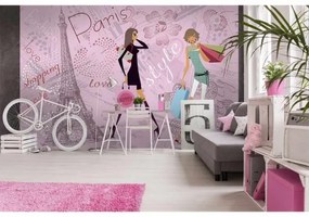 DIMEX | Samolepicí vliesová fototapeta na zeď Pařížský styl MA-5-0331 | 375 x 250 cm | vícebarevná, růžová