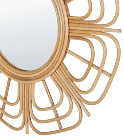 Nástěnné ratanové zrcadlo ve tvaru slunce ⌀ 60 cm béžové PASAKU Beliani