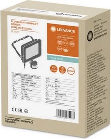 LED reflektor s pohybovým čidlem LEDVANCE FLOODLIGHT COMPACT 20W 4000K neutrální bílá