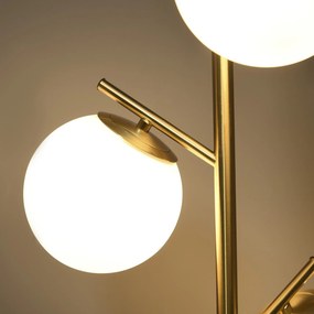 HOMCOM Stojací lampa v retro designu, stojací lampa, stojací lampa s 3 stínidly, sklo, zlatá