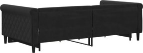 Válenda s přistýlkou a zásuvkami černá 100 x 200 cm samet 3197830