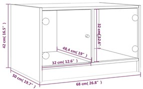 Konferenční stolek skleněná dvířka kouřový dub 68x50x42 cm - Default Title