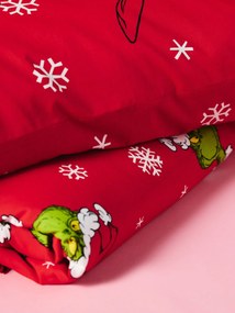 Sinsay - Bavlněný povlečení set s vánočním vzorem Grinch - červená