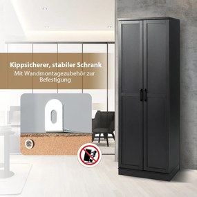 Costway 178 cm 5patrová vysoká skříň se 2 dveřmi a nastavitelnými – černý
