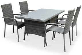 Noela Zahradní jídelní set Haiti PREMIUM + 4x ratanová židle Paris PREMIUM