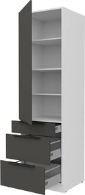 ARIA po | vysoká skříňka 60 DKS-210 3S1F potravinová | UNI DVÍŘKA | 60 cm | PREMIUM BOX | bílá/šedá grafit