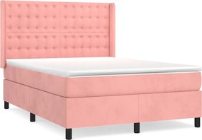 Box spring postel s matrací růžová 140x200 cm samet 3132926