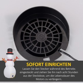 Outsunny Velký sněhulák, 2,40 m, vánoční dekorace, s LED, samonafukovací, polyester