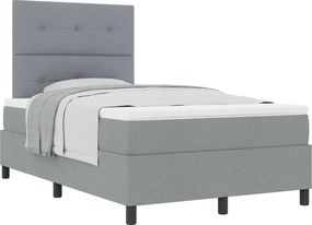 Postel s boxspringem s čelo Světle šedá 120 x 200 cm textil 3339378