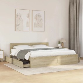 Rám postele s čelem dub sonoma 200 x 200 cm kompozitní dřevo 3295536