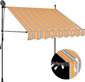 Ručně zatahovací markýza s LED světlem 100 cm žlutomodrá 145848