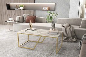 Designový konferenční stolek Waiola 120 cm bílý mramor / zlatý