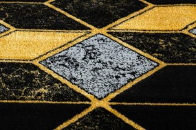Dywany Łuszczów, Kusový koberec Gloss 400B 86 3D geometric black/gold, 140x190, černá, kancelář