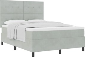 Postel s boxspringem s čelo Světle šedá 160 x 200 cm samet 3339842