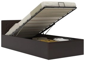 Rám postele zvedací úložný prostor šedý umělá kůže 90 x 200 cm 285522