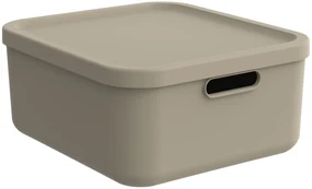 Rotho Úložný box, rovný s víkem, 20l, cappuccino ALBU LIGHT, 40x36x18 cm