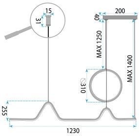 Toolight Závěsné LED osvětlení E6 LHJ022-CP 120 cm zlaté