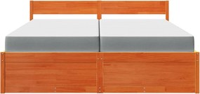 Postel se zásuvkami a matrací voskově hnědá 200x200 cm borovice 3281888