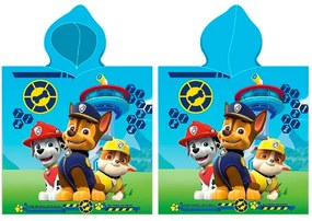 DĚTSKÝ BAVLNĚNÝ PONČO RUČNÍK S KAPUCÍ PAW PATROL 50X100 CM VZOROVANÝ