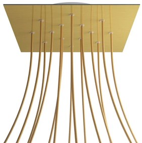creative cables Čtvercový stropní baldachýn ROSE ONE, 400 mm, 14 otvorů a 4 boční otvory Barva komponentu: Hladký mosazný dibond, Barva montury: Bílá