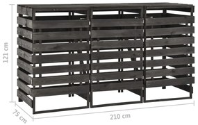 vidaXL Marketos Přístřešek na tři popelnice 210x75x121 cm natřené borové dřevo