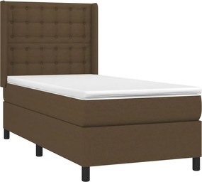 Box spring postel s matrací a LED tmavě hnědá 90x190 cm textil 3138600