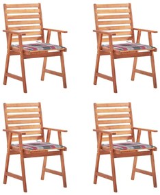 Zahradní jídelní židle s poduškami 4 ks masivní akáciové dřevo,  3078333