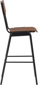 Barové židle 2 ks - masivní překližka a ocel | hnědé