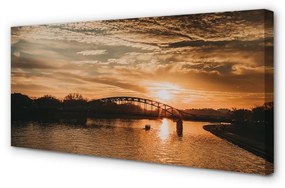 Obrazy na plátně Krakow river bridge sunset 140x70 cm