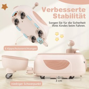 Costway Dětské pojízdné auto s přívěsem a světlem a úložným prostorem pod