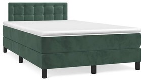 Box spring postel s matrací a LED tmavě zelená 120x190 cm samet 3270180