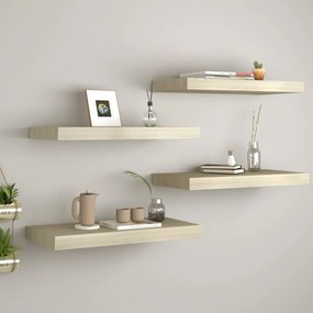 Plovoucí nástěnné police 4 ks dub 60 x 23,5 x 3,8 cm MDF 323876