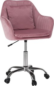 Kancelářské křeslo, růžová Velvet látka / chrom, KLIAN